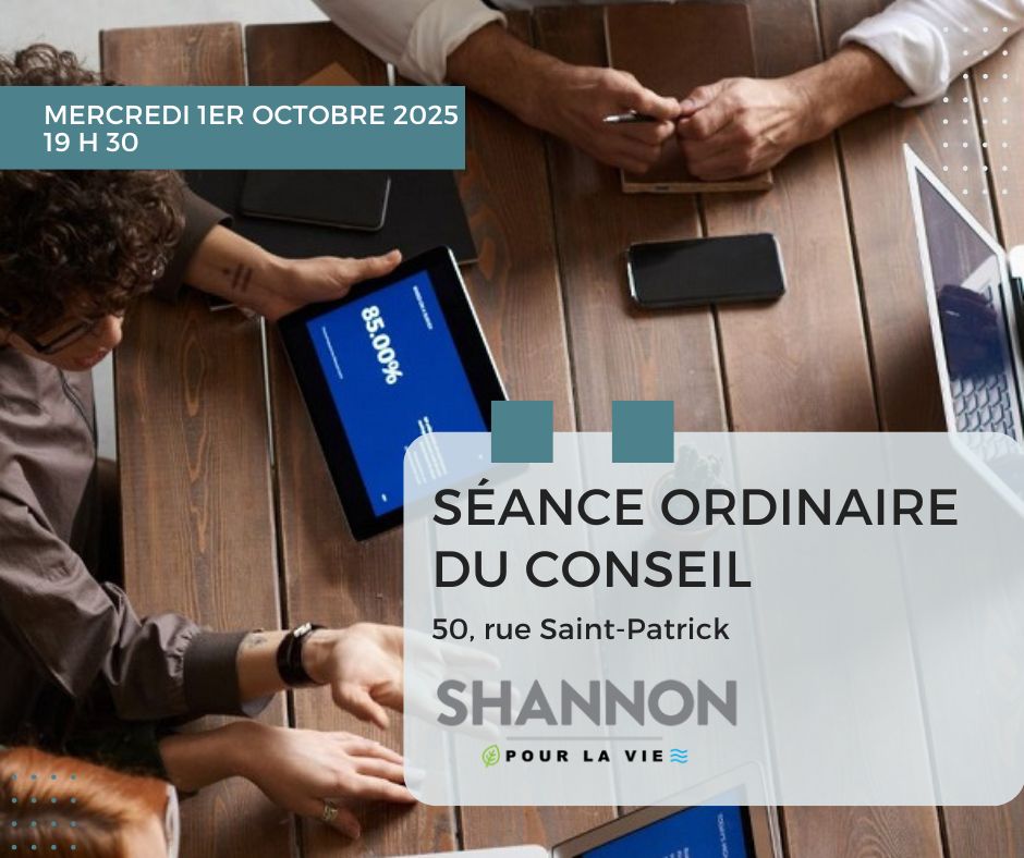 📣SÉANCE ORDINAIRE DU CONSEIL Mercredi 1er octobre 2025 - Shannon