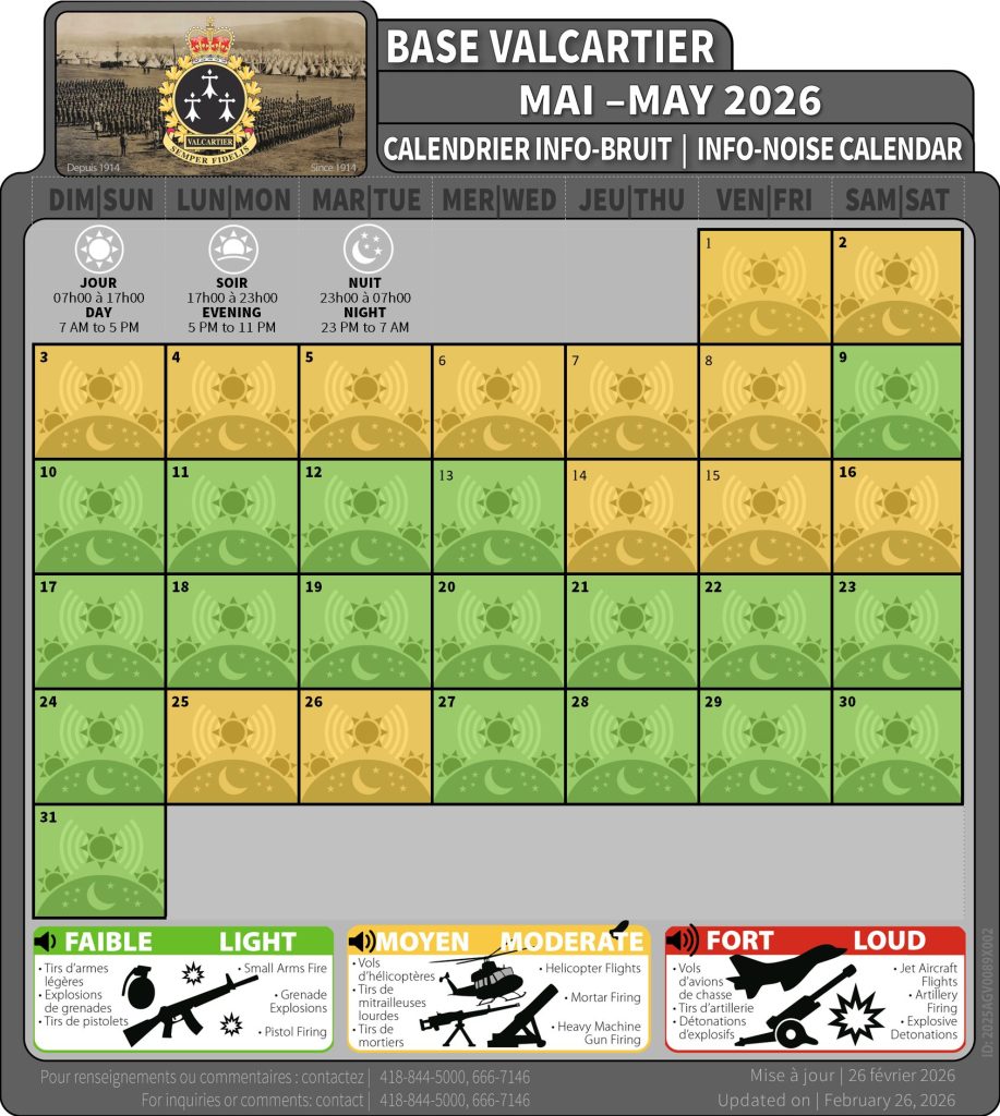Calendrier info bruit mai 2026 - Shannon